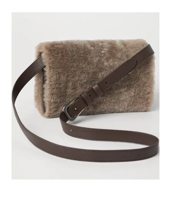 Brunello Cucinelli Shearling Cross Body Bag