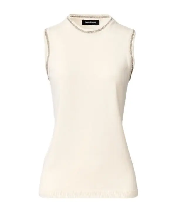 Fabiana Filippi Sleeveless Knitwear Top With Ribbed Trim