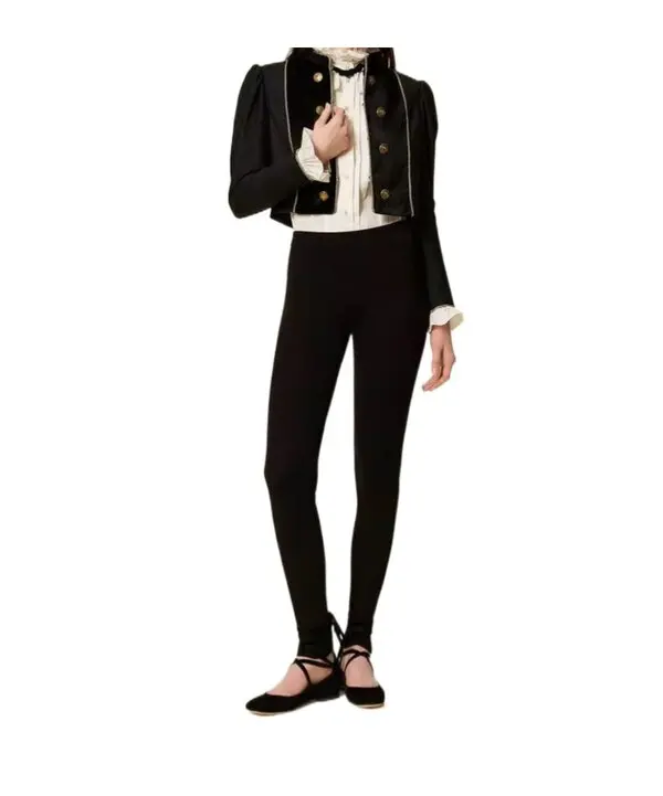 TWINSET Velvet-trimmed Puff-sleeve Jacket