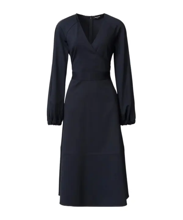 Fabiana Filippi Long-sleeved V-neck Belted Dress