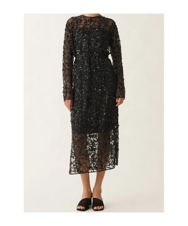 Fabiana Filippi Embellished Sheer Long Sleeve Dress