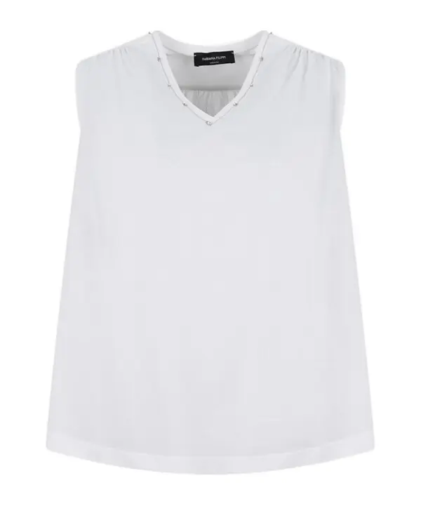 Fabiana Filippi Sleeveless V-neck Overshirt With Pleated Back