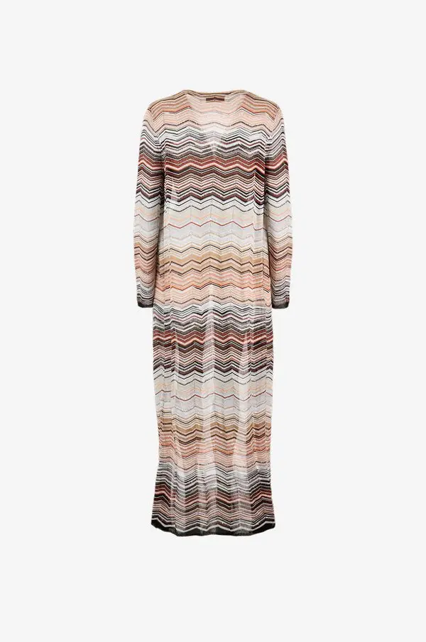 Missoni Long, Lightweight Sequined Cardigan With A Herringbone Pattern