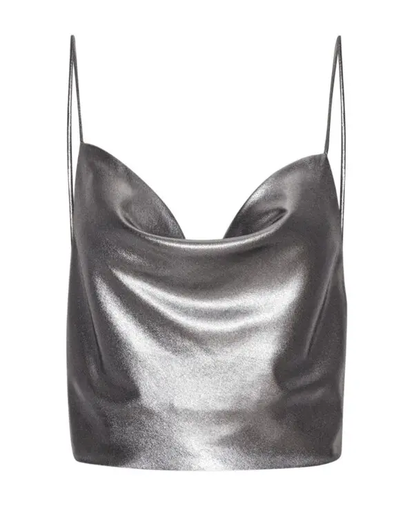 ROTATE BY BIRGER CHRISTENSEN Lamé Crop Top