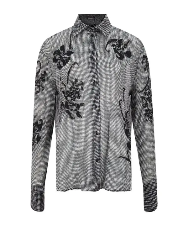 Ermanno Scervino Long Sleeve Shirt With Classic Collar And Printed Detail