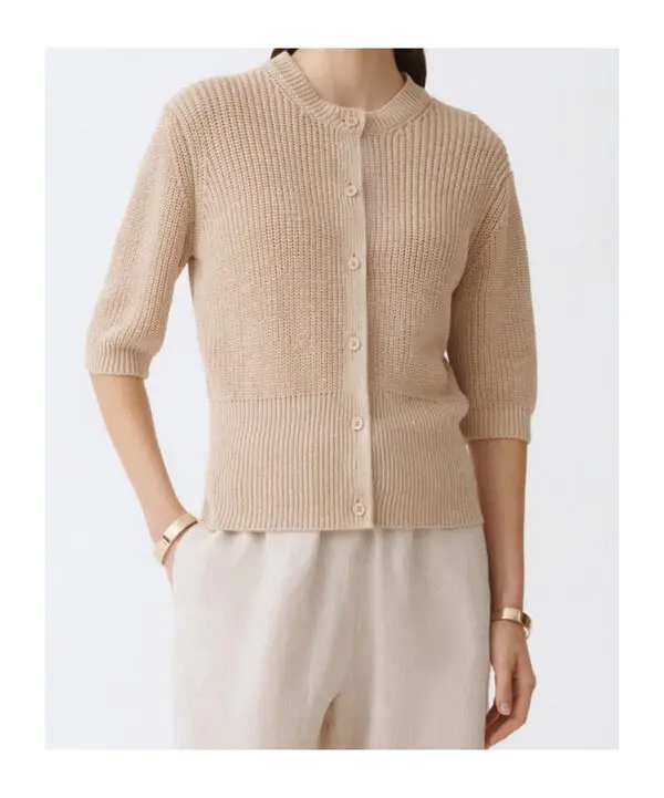Fabiana Filippi Crew Neck Cardigan With Three-quarter Sleeves