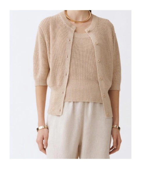 Fabiana Filippi Crew Neck Cardigan With Three-quarter Sleeves
