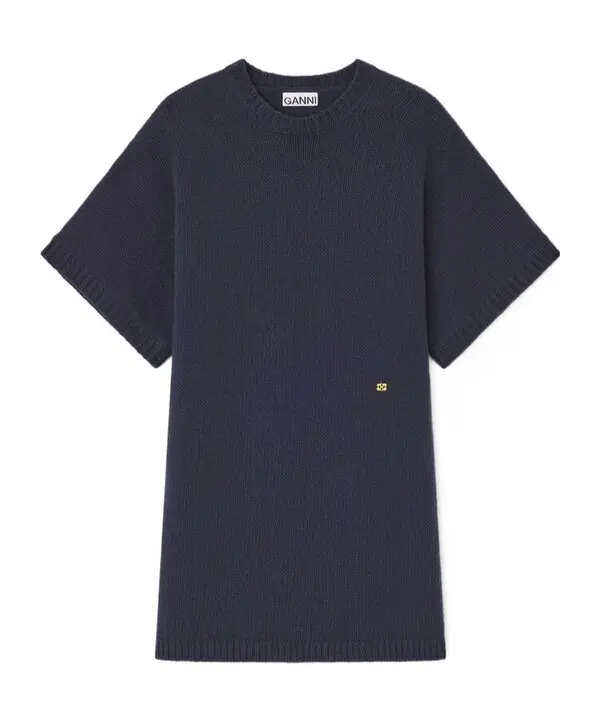 GANNI Wool Mix Dress - Dark Blue
