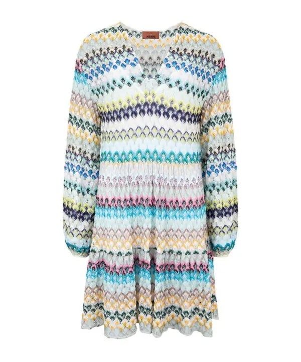 Missoni Flame-patterned Mini Knit Dress - Gray