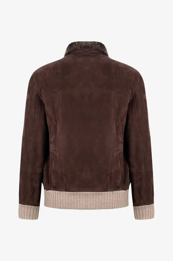 Brunello Cucinelli High-necked Long-sleeved Leather Jacket