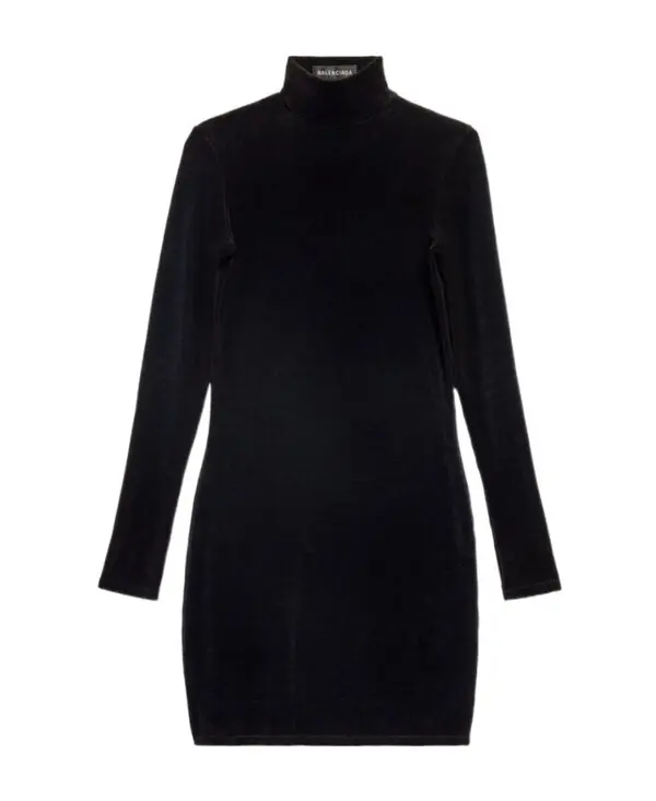 Balenciaga Embellished Logo High Neck Mini Dress