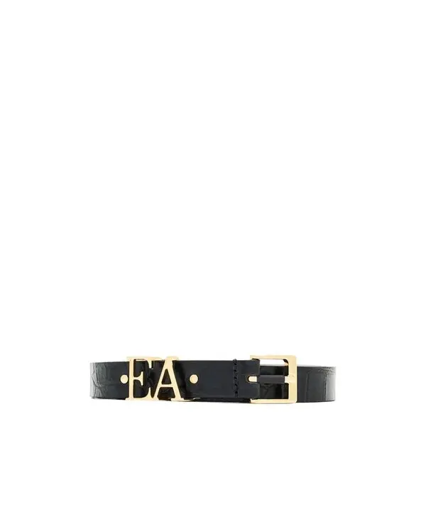 Emporio Armani Hollowed-out Logo Buckle Pin For Belt - Black