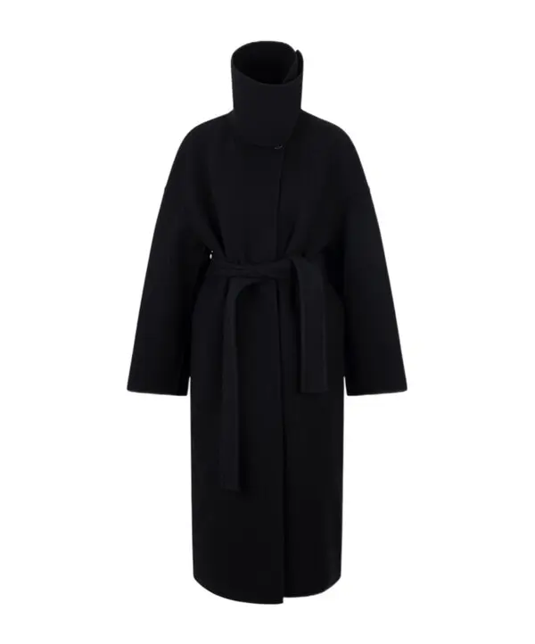 Fabiana Filippi High Collar Belted Long Coat
