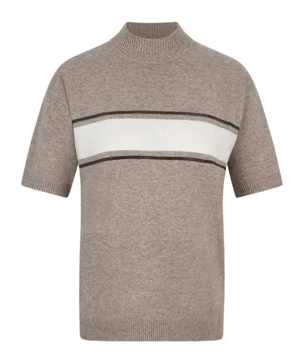 Brunello Cucinelli High-neck Short-sleeved Sweater - Nude