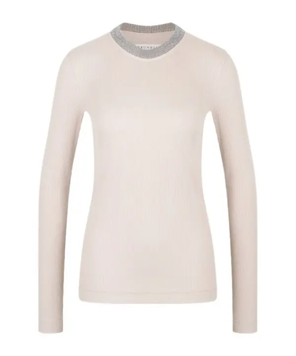 Brunello Cucinelli Crew Neck Long-sleeved Knitwear - Pink