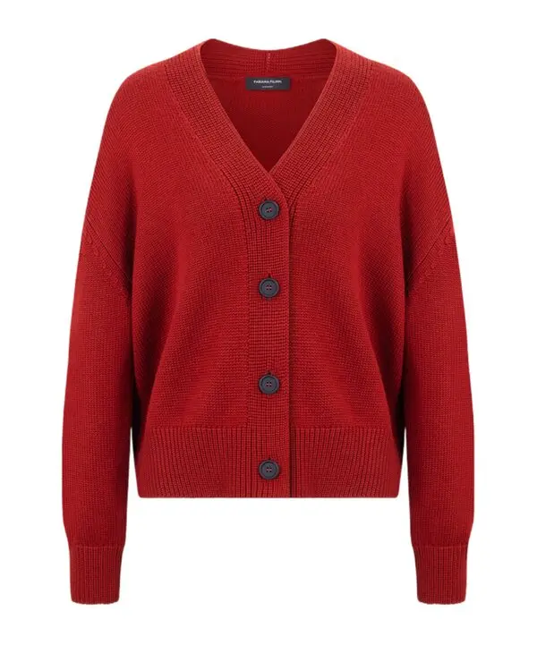 Fabiana Filippi Long-sleeved Knitted Cardigan - Red