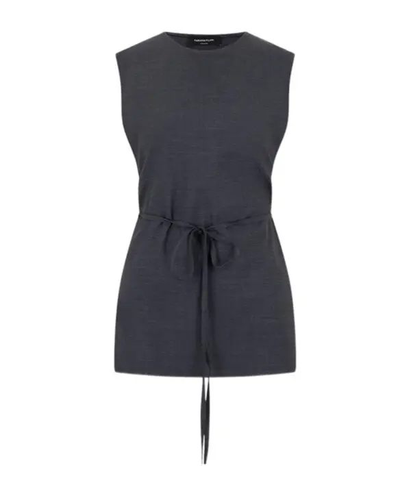 Fabiana Filippi Sleeveless Crew Neck Cover-up With Waist Tie