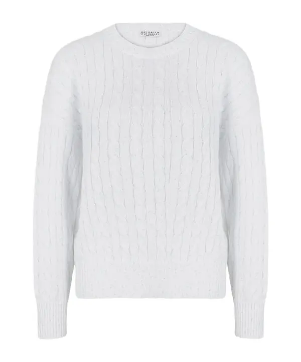 Brunello Cucinelli Crew Neck Long-sleeved Knitwear - White