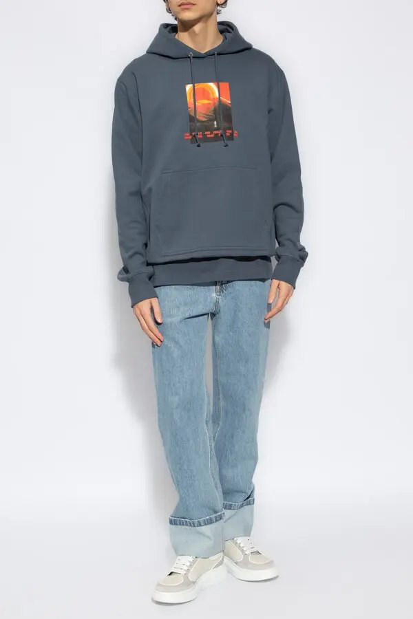 Helmut Lang Graphic Printed Drawstring Hoodie