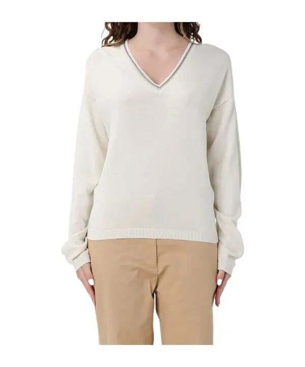 Fabiana Filippi V-neck Beaded Trim Sweater