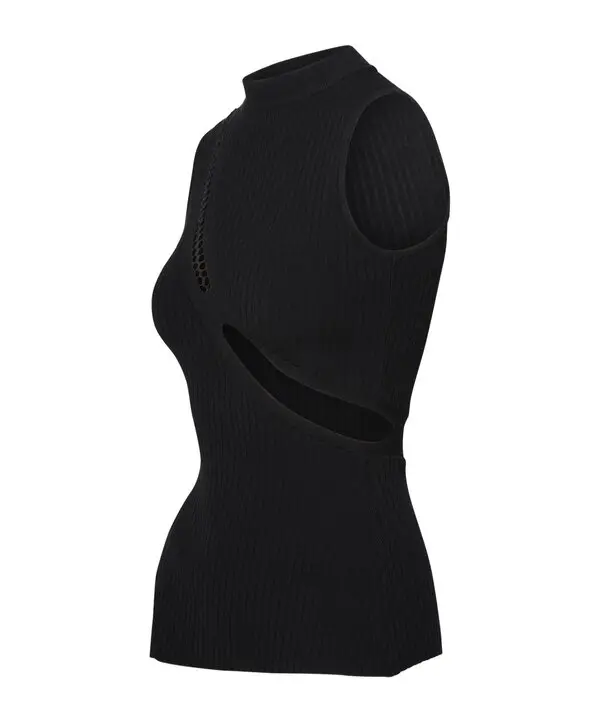 Attico Cut-out Ribbed-knit Tank Top