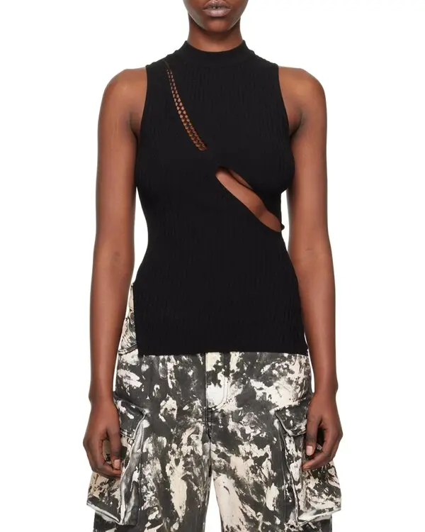 Attico Cut-out Ribbed-knit Tank Top