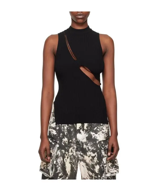 Attico Cut-out Ribbed-knit Tank Top