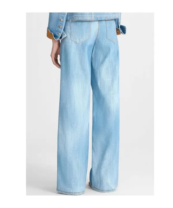 Ermanno Scervino Blue Printed Jeans-effect Marocain Palazzo Trousers