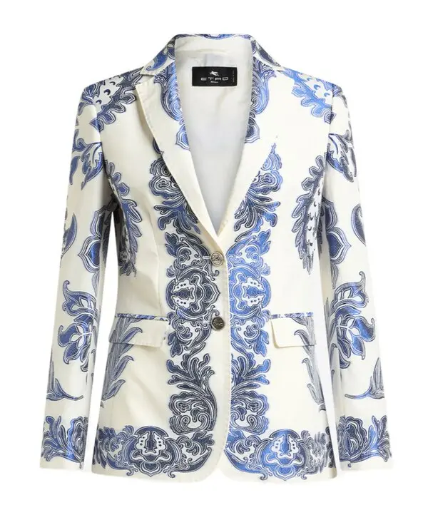 Etro Jacket With Fil Coupé Jacquard Floral Motif