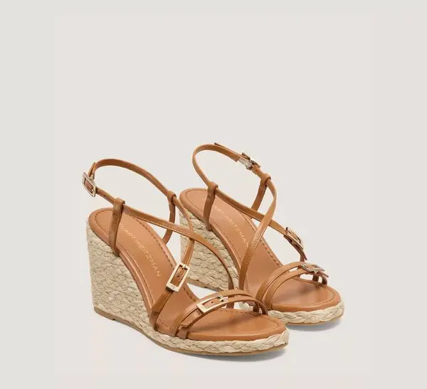 STUART WEITZMAN Straw Wedge Sandals