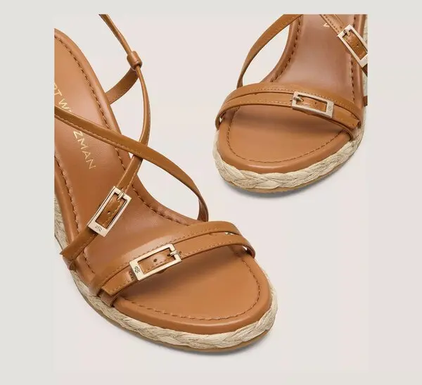 STUART WEITZMAN Straw Wedge Sandals