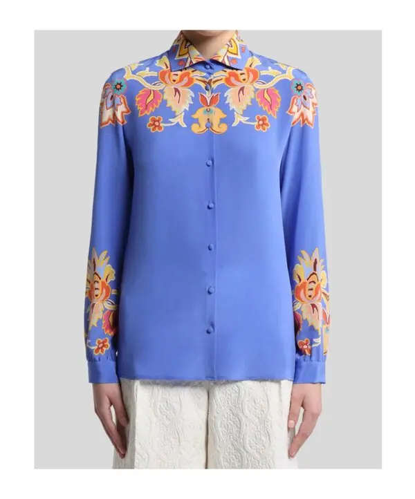 Etro Printed Crepe De Chine Shirt