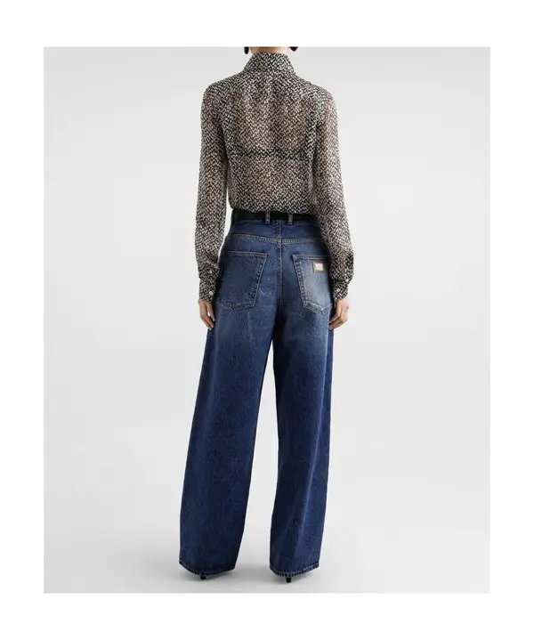 Dolce & Gabbana Pleated-collar Print Shirt