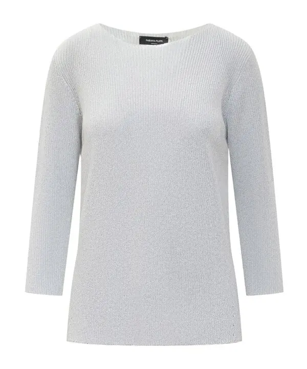 Fabiana Filippi Lurex Detail Fisherman's Knit Jumper - White