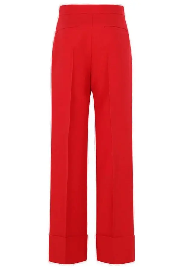 Valentino Garavani Pleat Detailed Turn-up Hem Trousers