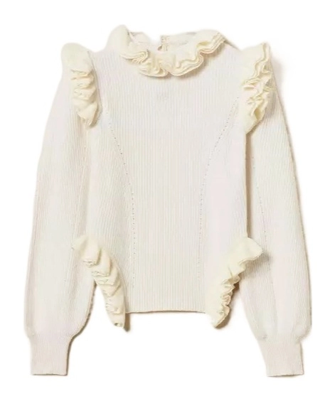 TWINSET Ruffled-trim Jumper - White