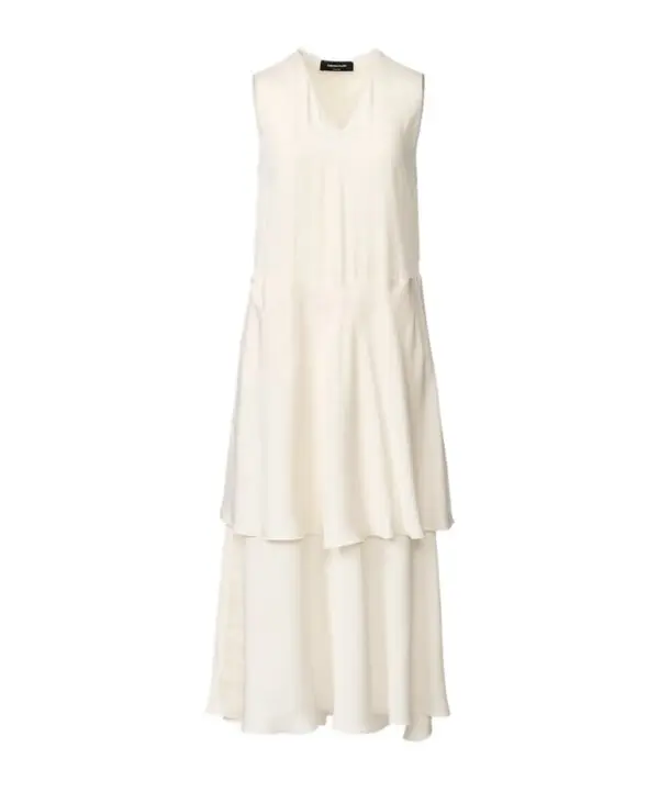 Fabiana Filippi Sleeveless V-neck Dress With Layered Hem