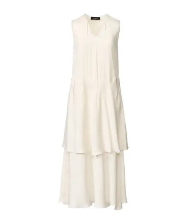 Fabiana Filippi Sleeveless V-neck Dress With Layered Hem