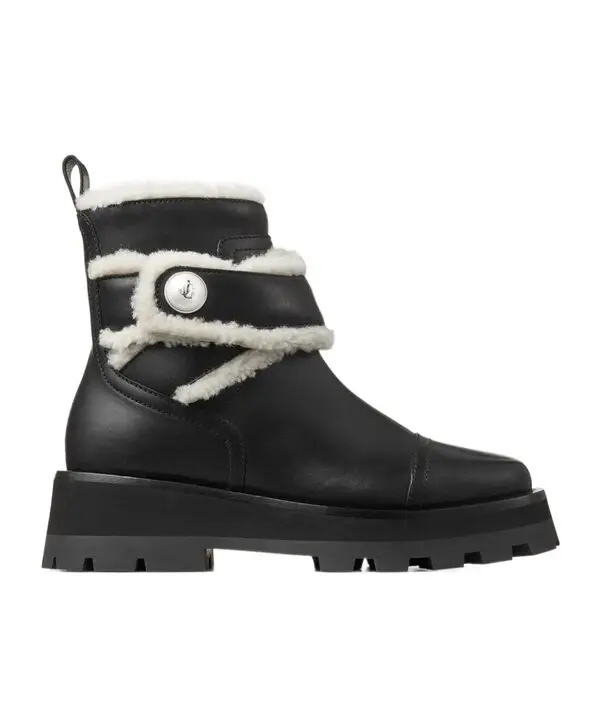 JIMMY CHOO Calfskin Ankle Boots With Wool Lining