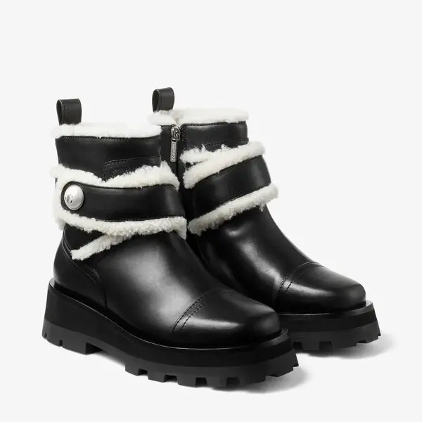 JIMMY CHOO Calfskin Ankle Boots With Wool Lining