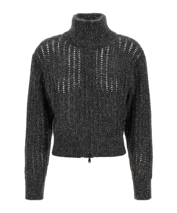 Brunello Cucinelli Lurex-detail Zip-up Cardigan