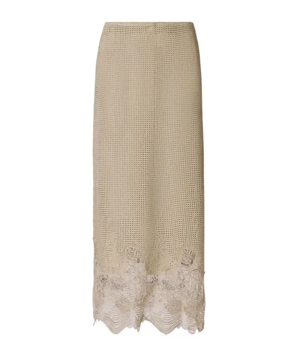 Fabiana Filippi Lace Hem Midi Skirt - Nude