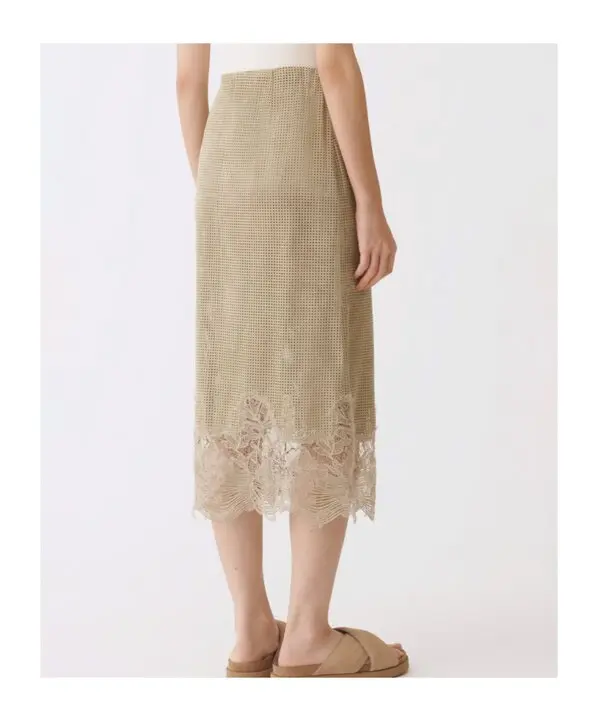 Fabiana Filippi Lace Hem Midi Skirt - Nude