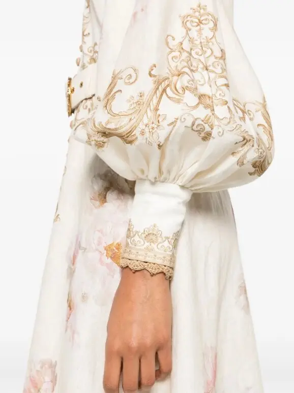 Zimmermann Printed Button Midi Dress With Belt