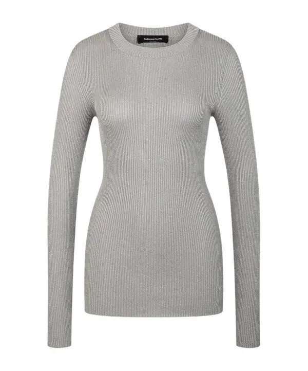 Fabiana Filippi Ribbed Knit Long Sleeve Pullover - Roccia
