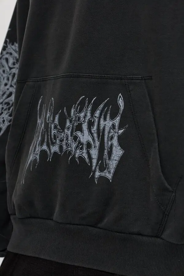 ALLSAINTS Long Sleeve Hooded Sweatshirt With Graphic Detail