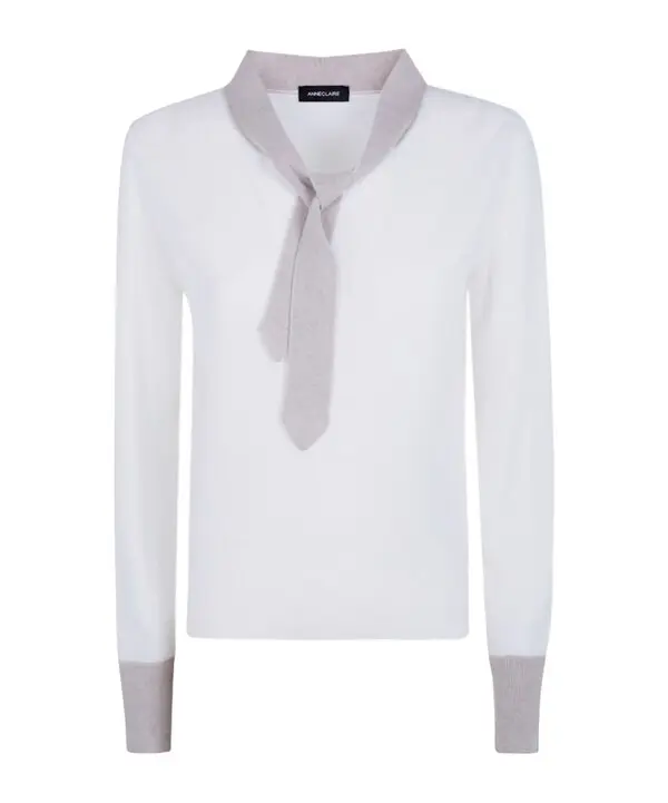 ANNECLAIRE Long-sleeved Sweater - Whiteoyster