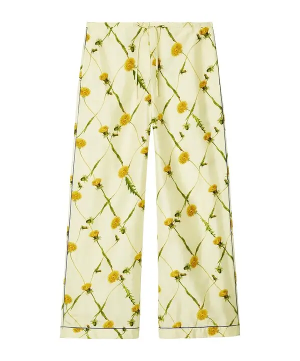 Burberry Dandelion-print Silk Trousers - Nude