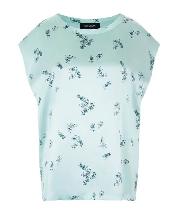 Fabiana Filippi Silk-satin T-shirt With All-over Print