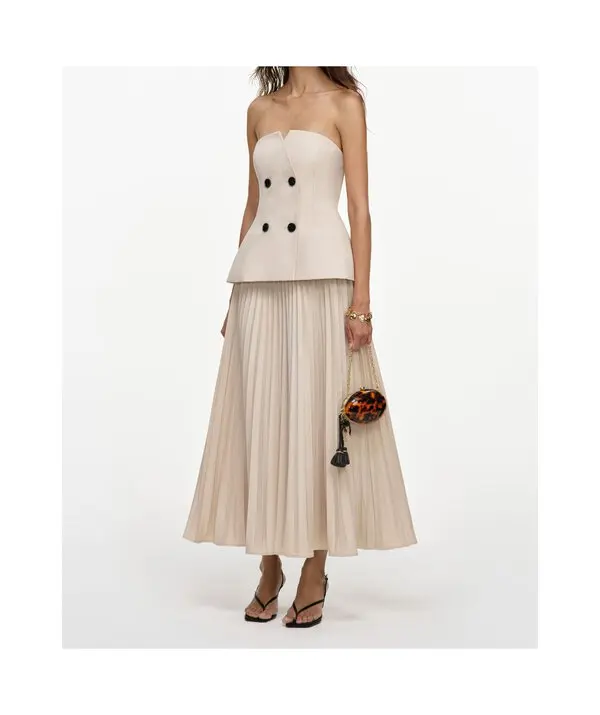 SELF-PORTRAIT Bandeau Pleated Midi Dress